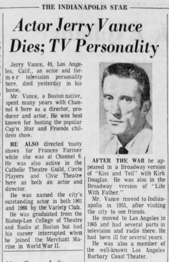 WFBM-TV Cap’n Star a.k.a. Sinister Seymour – Alan E. Hunter