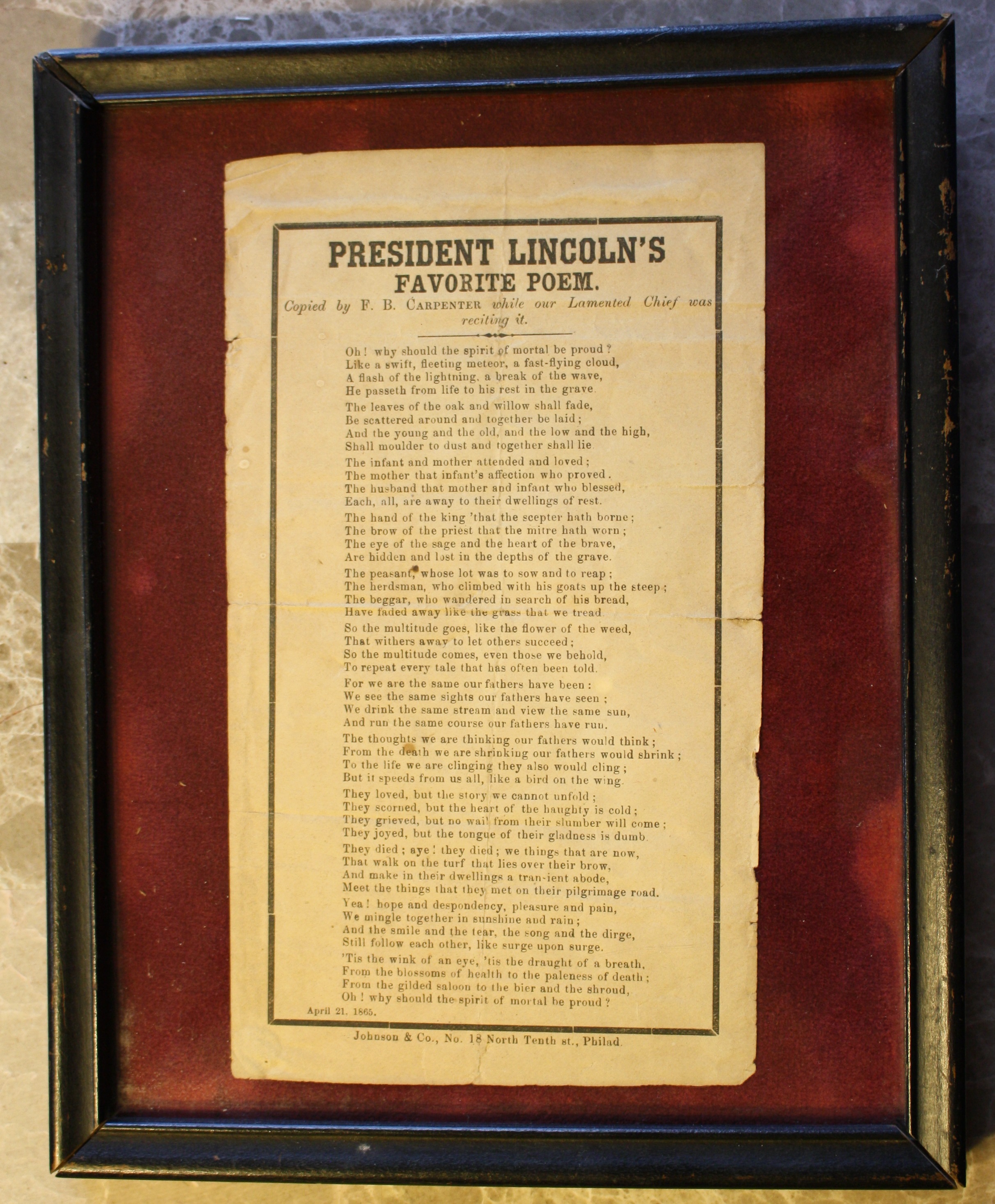 Abraham Lincoln’s Favorite Poem. – Alan E. Hunter